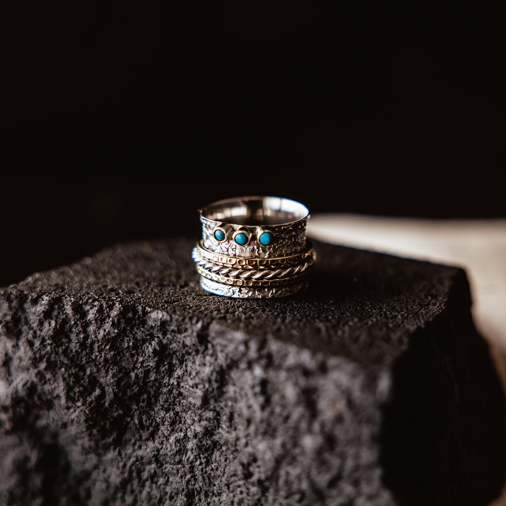 3 Stone Turquoise Spinner Ring – Hey Zoe